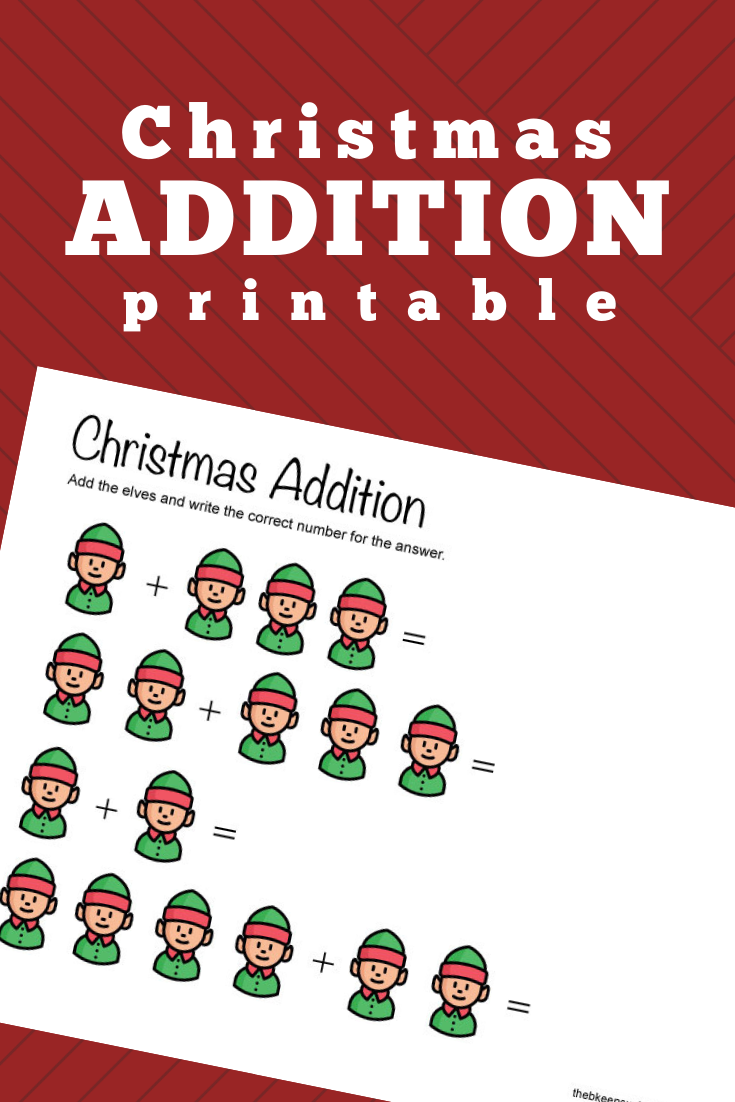 Elf Addition Christmas Math Printable - B Honest Media