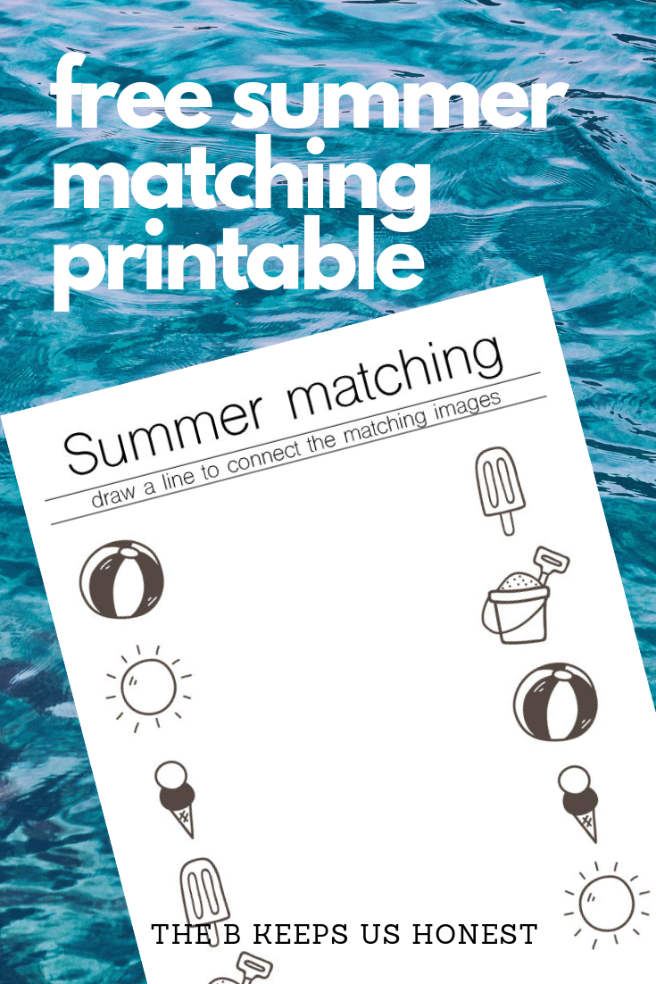 Summer Matching Free Printable - B Honest Media